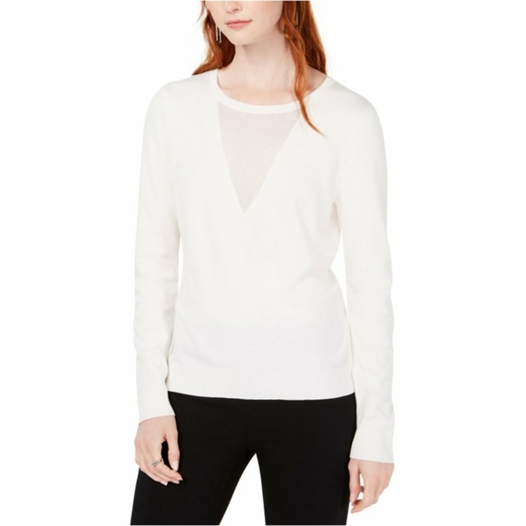 Bar III | Sweaters | Bar Iii Women White Long Sleeve Contrastneck ...